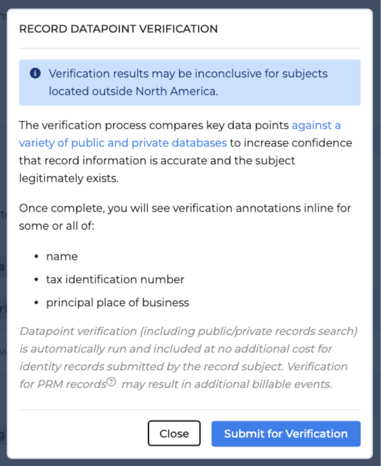 Partner Initiated Verifications – Parallel Markets